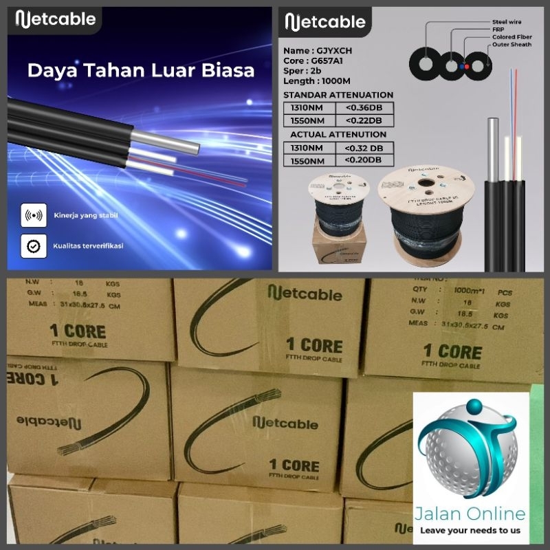 Jual Kabel Fiber Optic Dropcore 4 core 3 seling 1000M ftth 4core ...