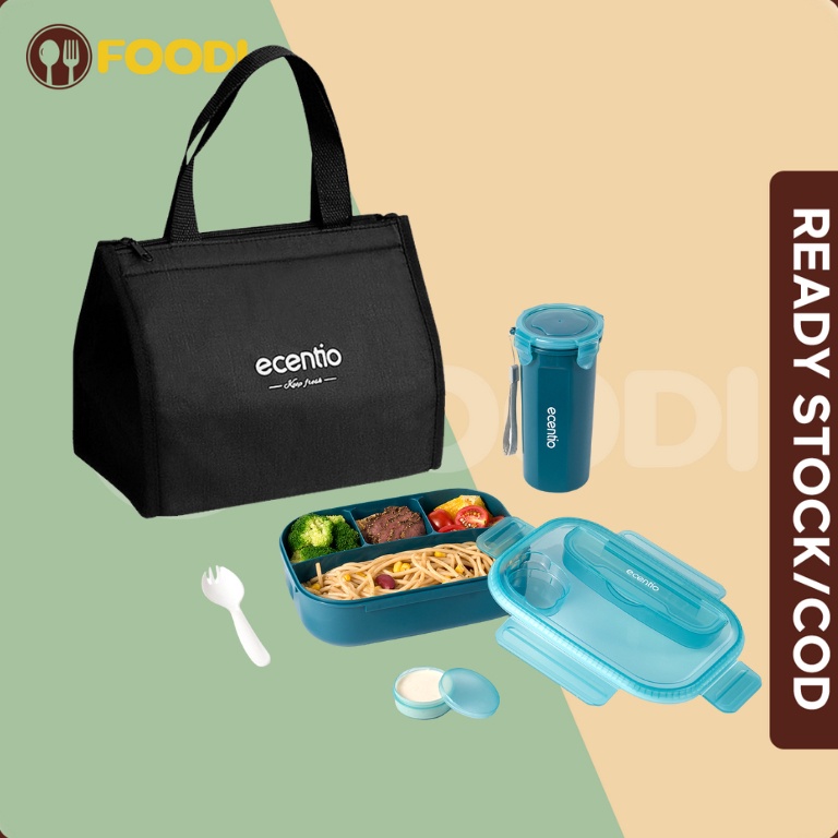 Jual Cuma Sehari ecentio FOODI lunch box tas bekal set Kotak Makan Set anak dan anti tumpah 4 ...