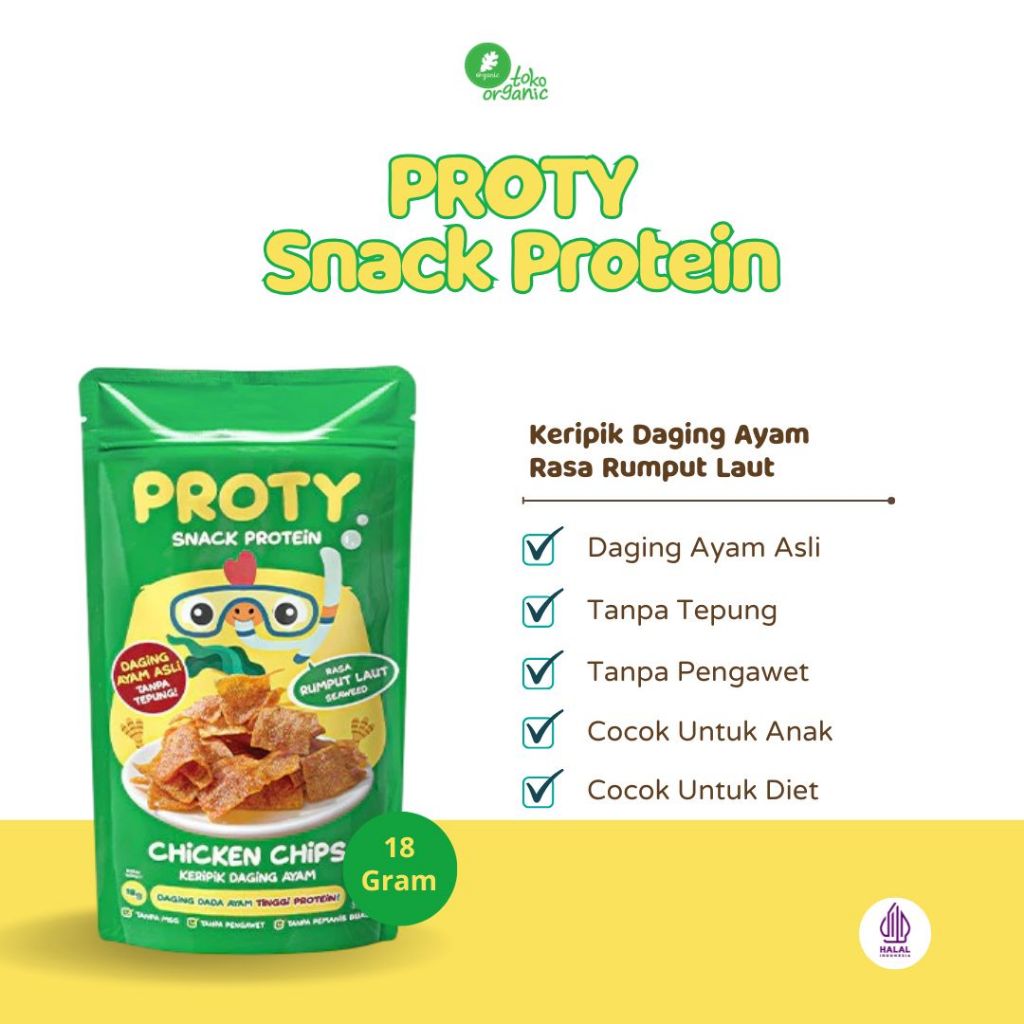 Jual PROTY Chicken Chips Rasa Rumput Laut (18gr) - Keripik Daging Ayam ...
