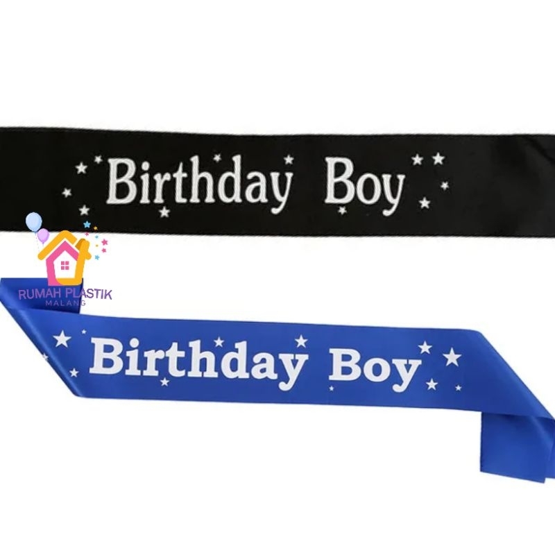 Jual selempang sash BIRTHDAY BOY BIRU FONT PUTIH blue white happy ...