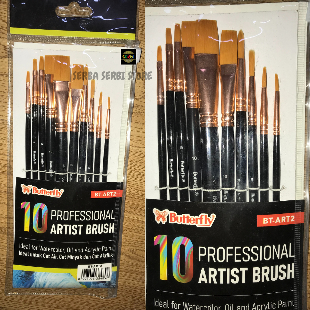 Jual KUAS SET 10PCS / KUAS BUTTERFLY / KUAS LUKIS / KUAS MENGGAMBAR ...