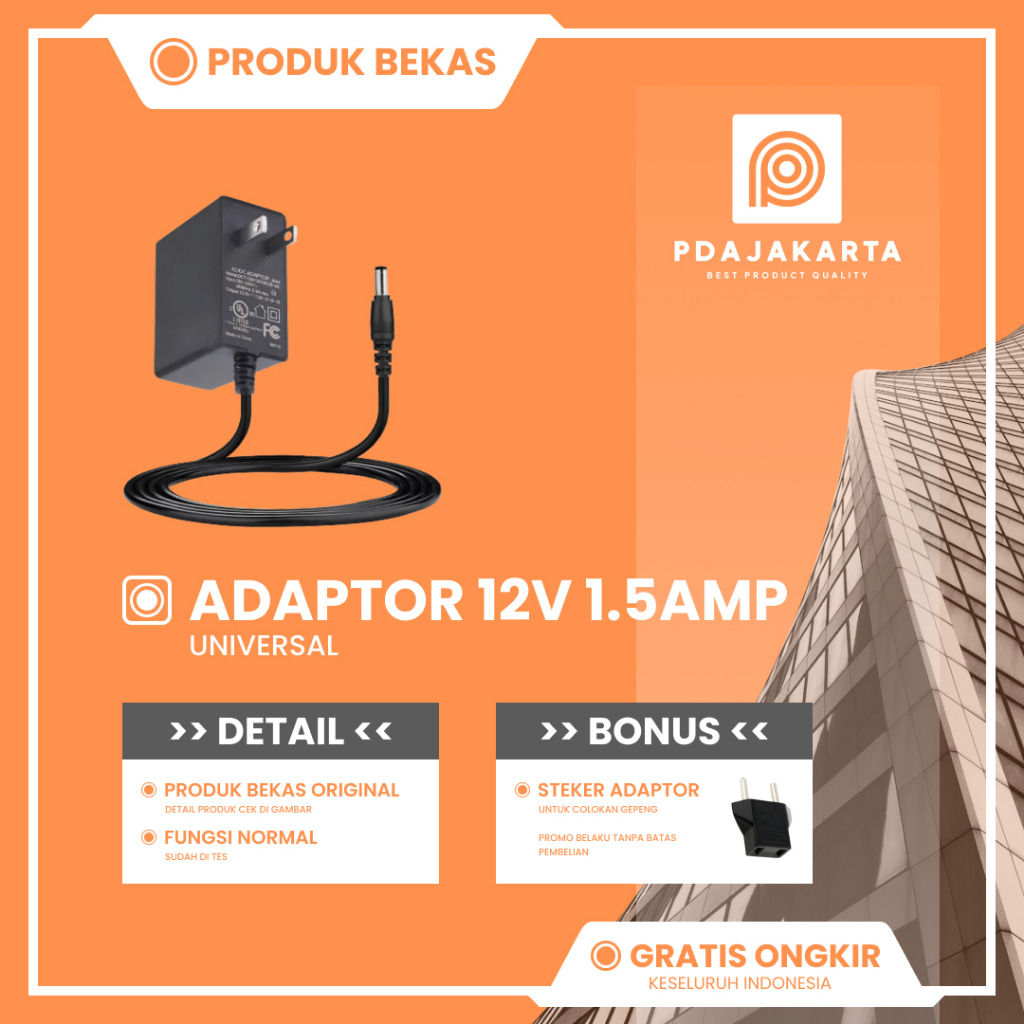 Jual Adaptor 12V-1.5Amp Untuk Router/Modem/CCTV/STB/HTB Universal Bekas ...