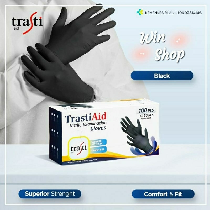 Jual SARUNG TANGAN NITRILE TRASTI FOOD GRADE (FREE POWDER) BLACK 100s ...