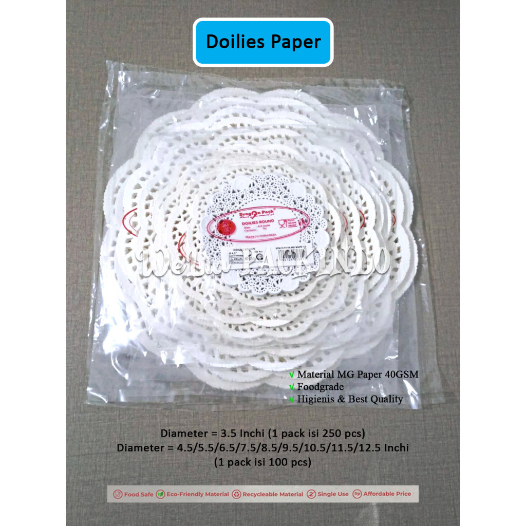 Jual Kertas Doilies Dragon Pack Cheffy 3.5" 4.5" 5.5" 6.5" 7.5" 8.5" 9. ...