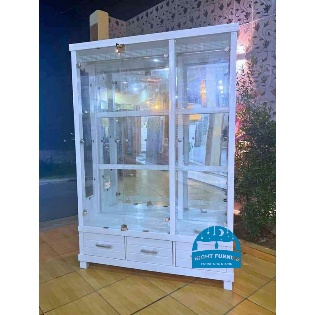 Jual Bufet Pajangan 3 Pintu Kaca / Buffet Pajangan Kristal Rata ...