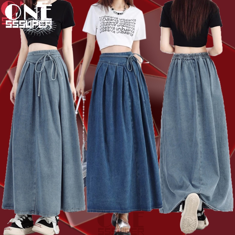 Jual S-2XL Rok Denim Korea Rok Panjang A-line Terbaru Desain Pinggang ...