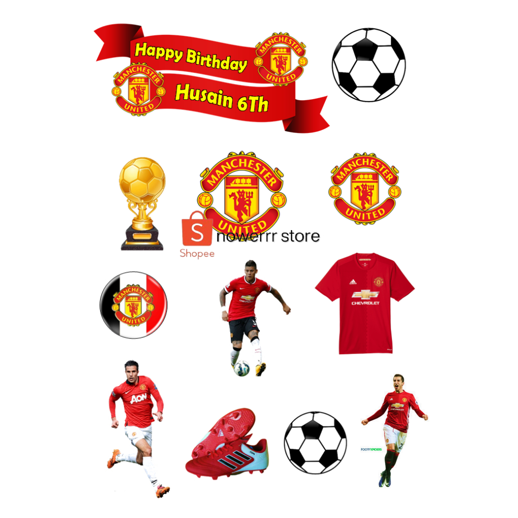 Jual Topper Cake MANCHESTER UNITED MU Custom Nama/ Hiasan Kue ULTAH MU ...