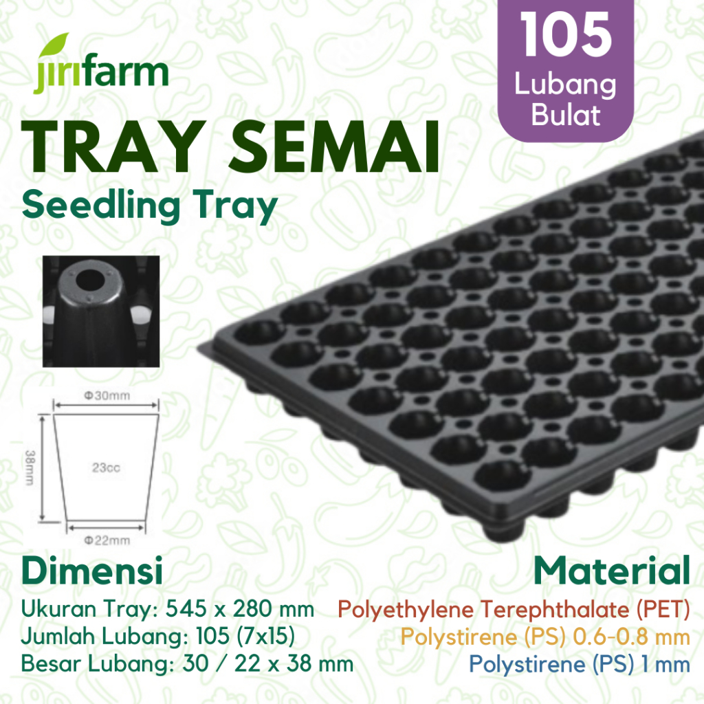 Jual JIRIFARM - Tray Semai Bulat 105 Lubang - Tebal 0.8 mm Bahan PS PET ...