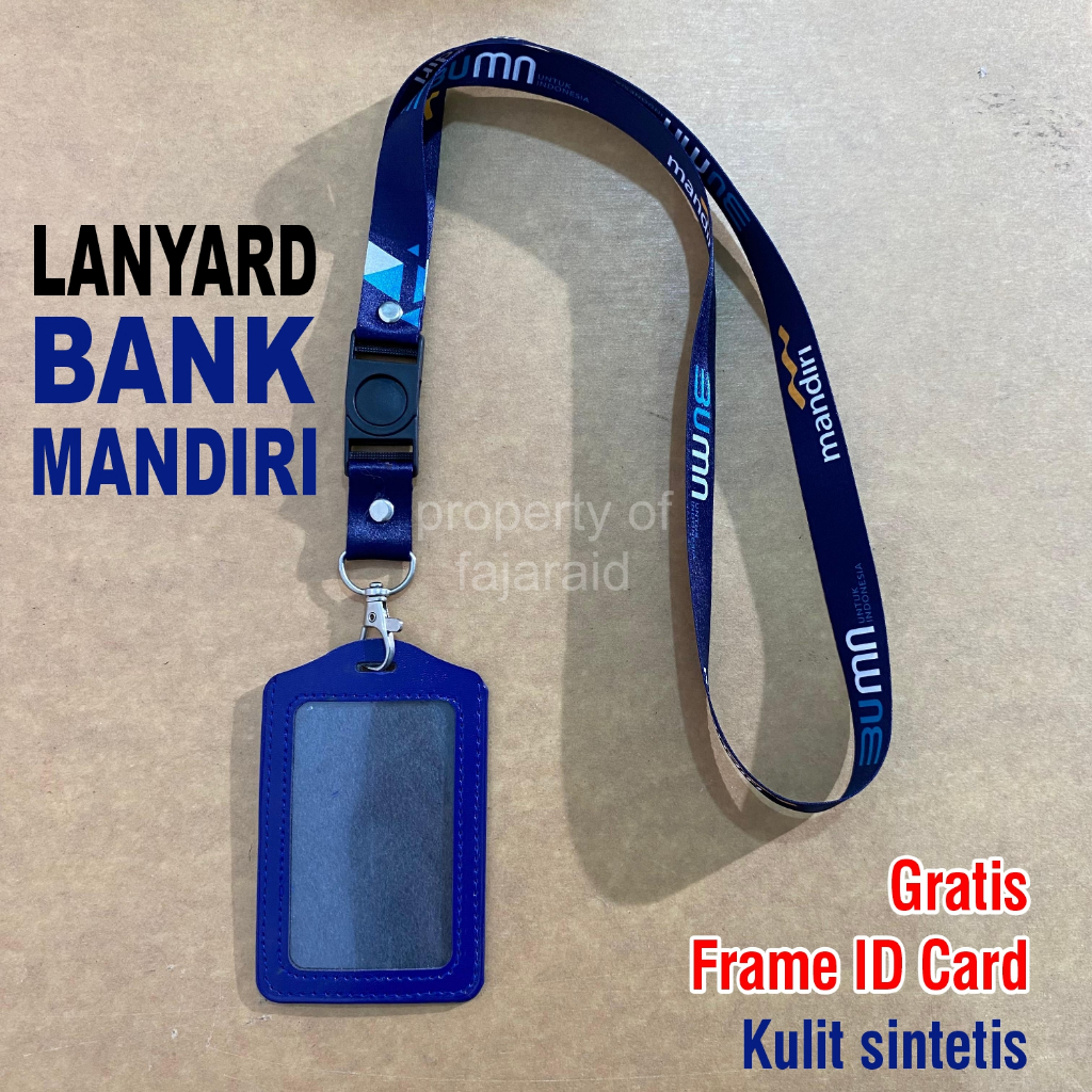 Jual LANYARD BANK MANDIRI BUMN GRATIS FRAME / CASING ID CARD KULIT ...