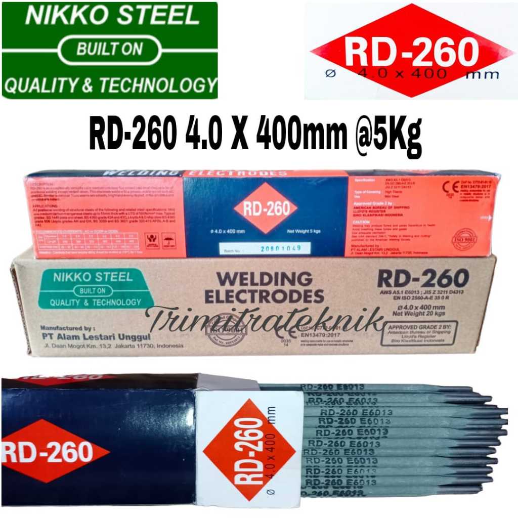 Jual Kawat Las Nikko Steel RD-260 4.0 x 400mm 5Kg | Shopee Indonesia