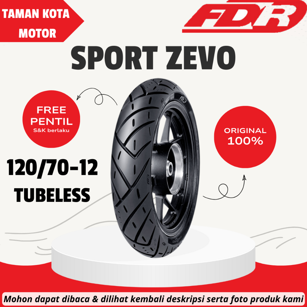 Jual FDR Sport Zevo 120/70-12 Ban Motor Tubeless TL Ban Motor Metic ...