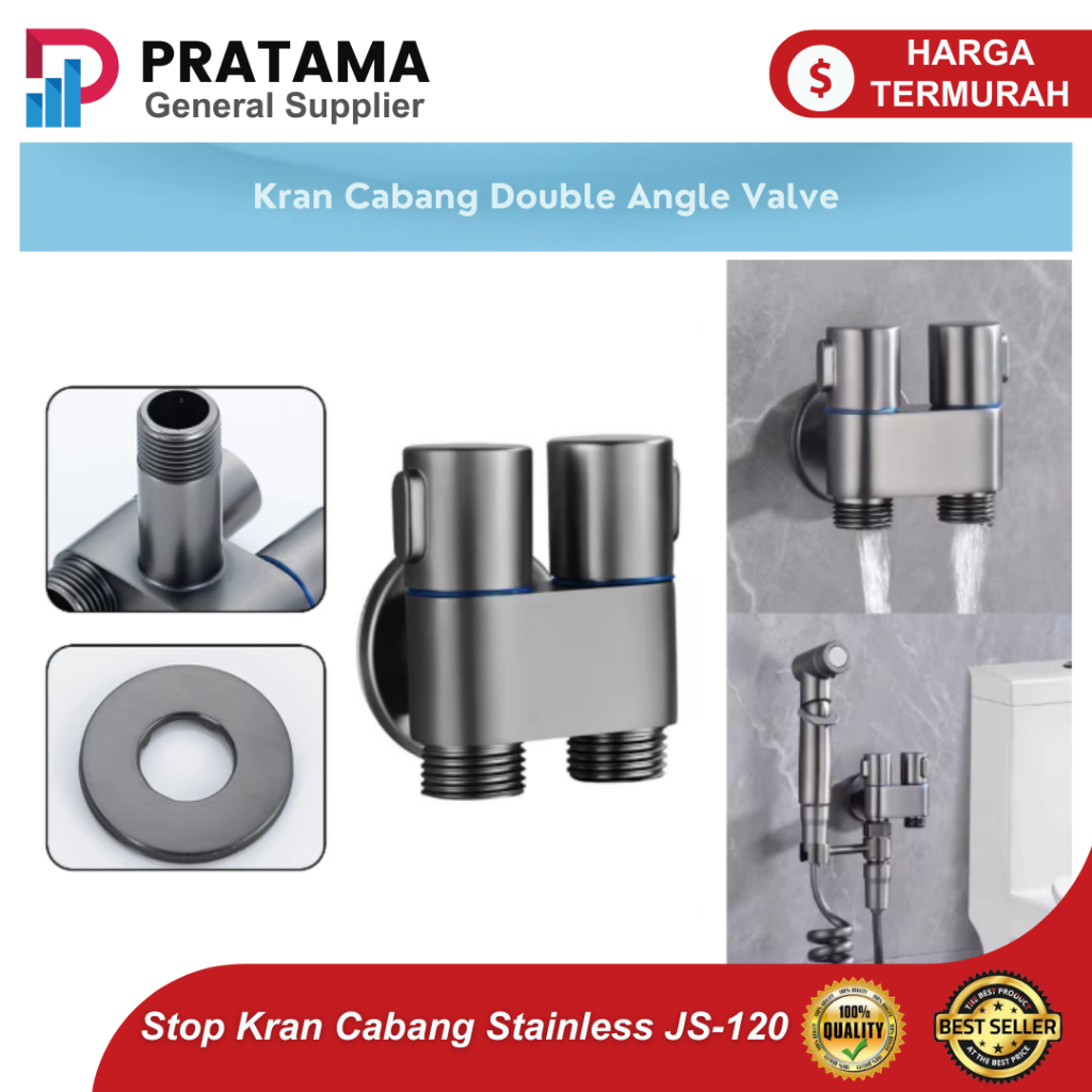 Jual Stop Kran Toilet - Double Angle Valve Stopkran Kloset Kran Cabang Shower Mesin Cuci Keran ...