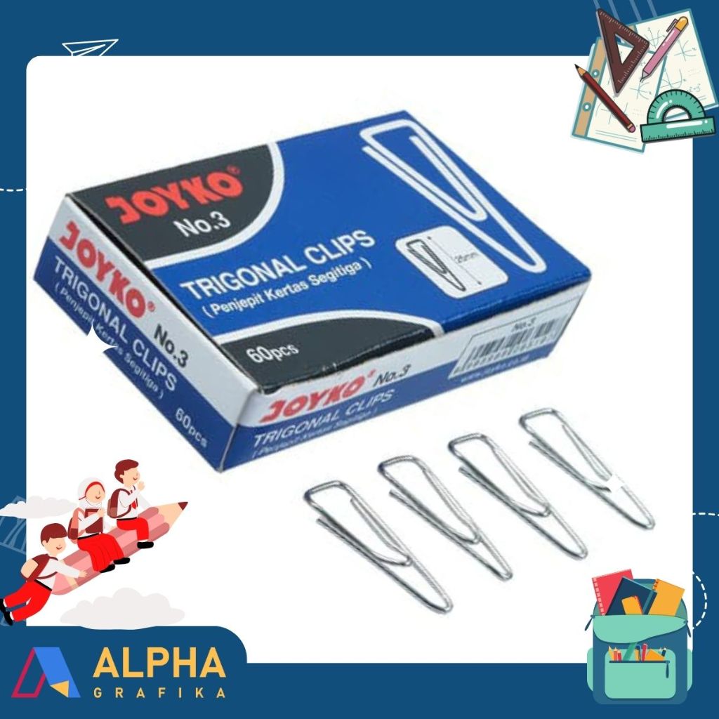 Jual TRIGONAL CLIP NO 3 JOYKO PENJEPIT KERTAS SEGITIGA PAPER KLIP 1 ...