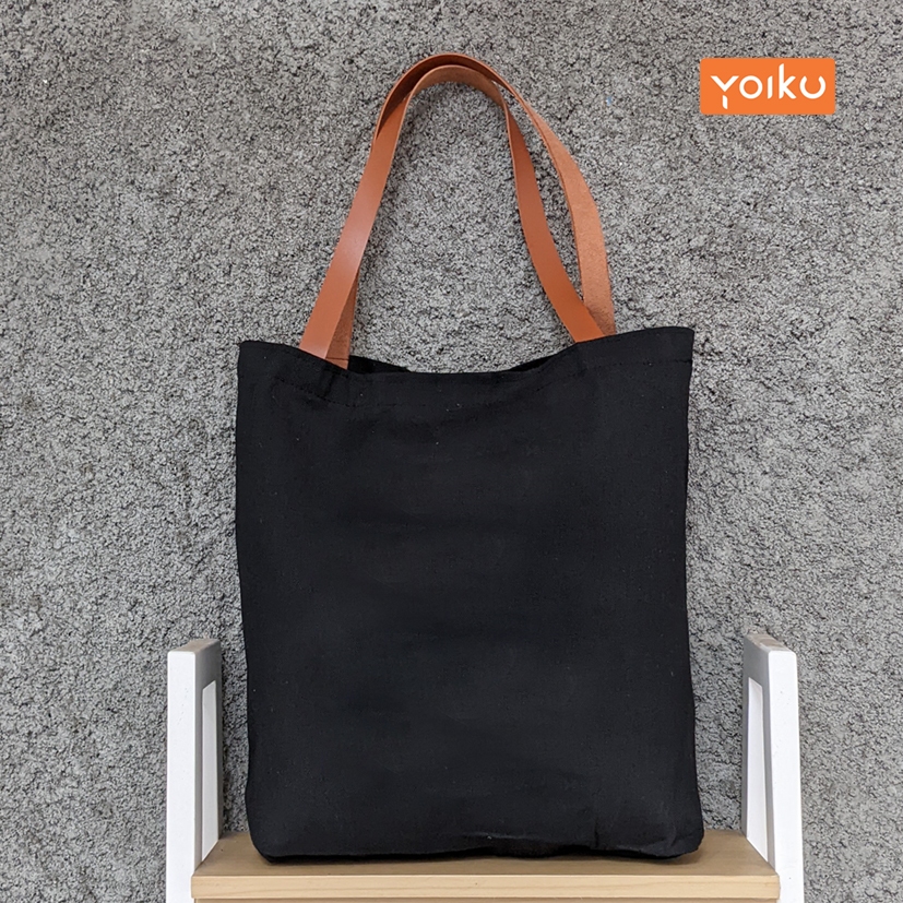 Jual Yoiku Tas Totet Bag Polos Hitam 40x40x10 Tali Sintetis Premium Bisa Custom | Shopee Indonesia