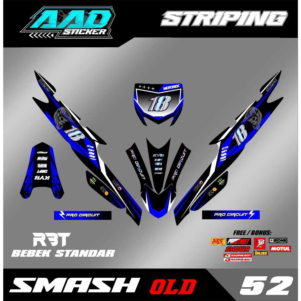 Jual STICKER STRIPING MOTOR RBT SMASH OLD RBT BEBEK MODIF SUPERMOTO RBT ...