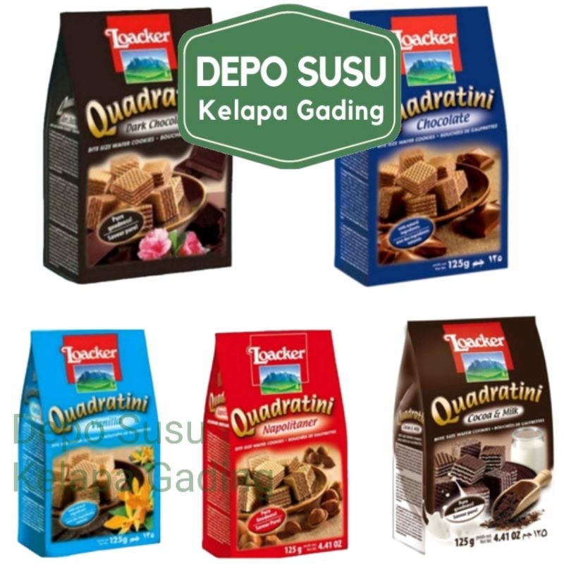 Jual Loacker Quadratini 125g | Chocolate Cocoa and Milk Napolitaner ...
