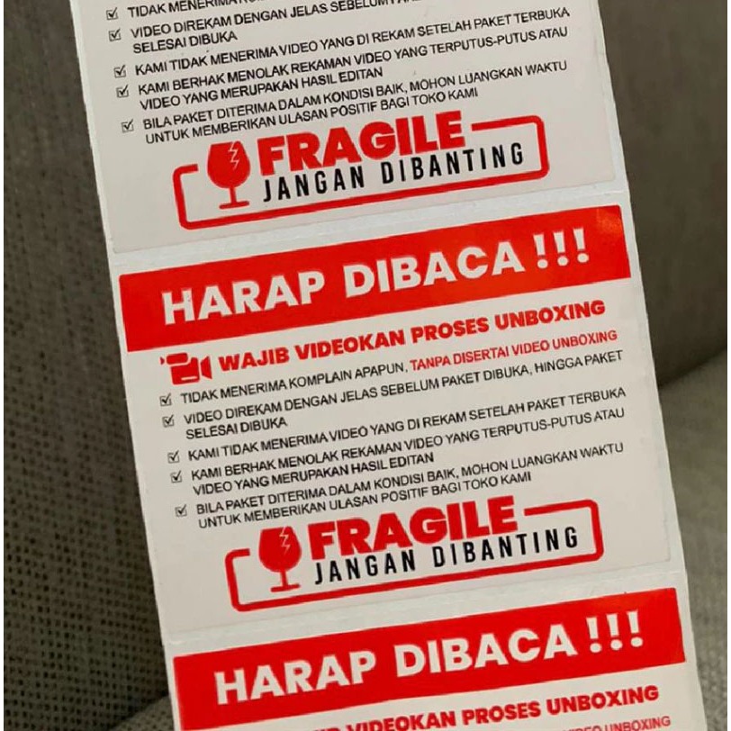 Jual 100 pcs Sticker Wajib Video Unboxing Stiker Jangan Dibanting ...