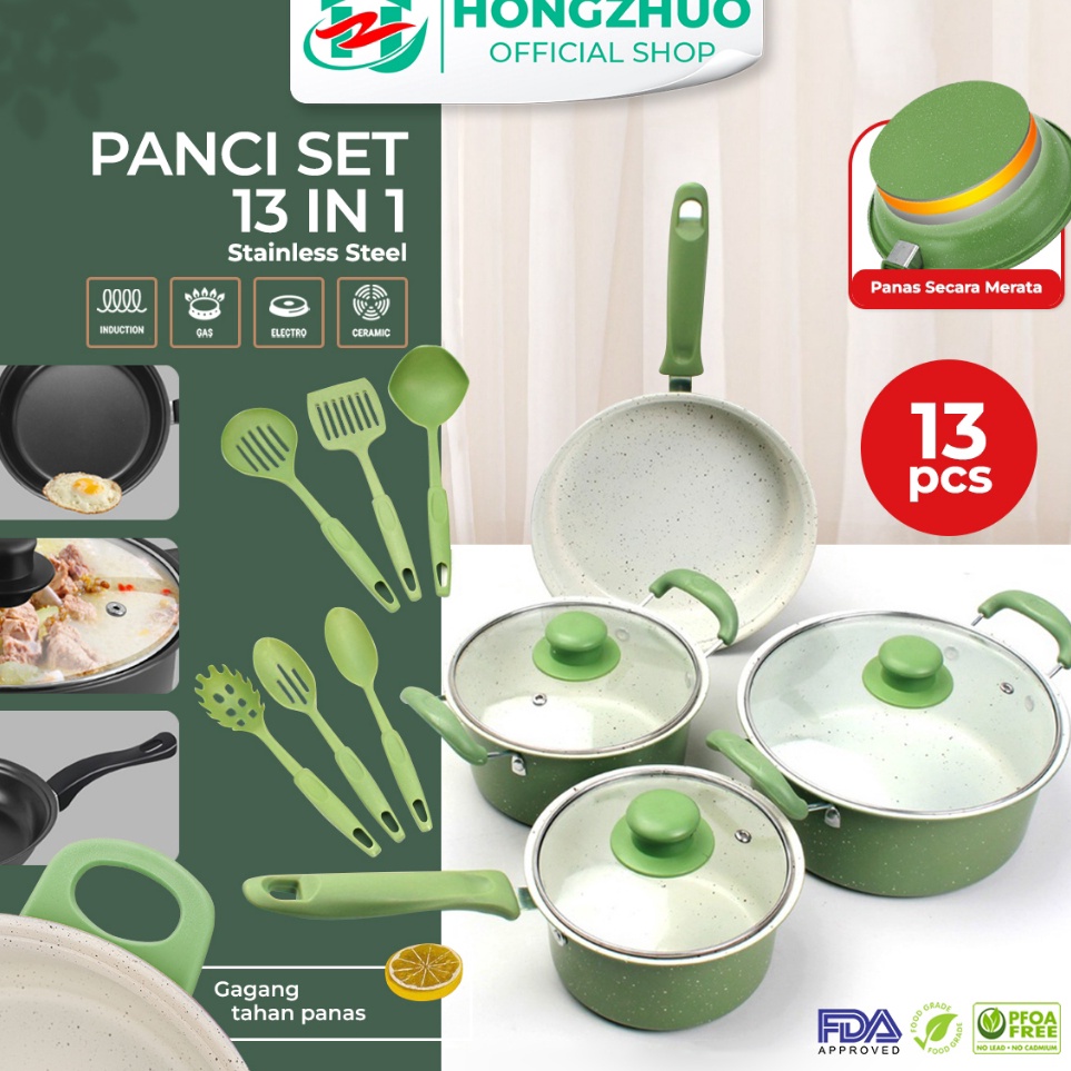 Jual Harga Spesial Hongzhuo Cookware Panci Set Wajan Penggorengan ...