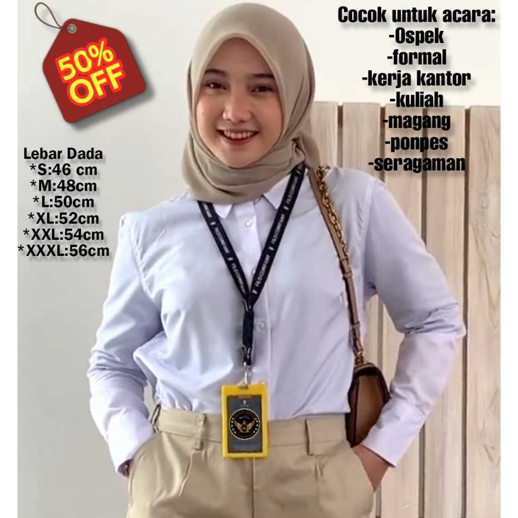 Jual Kemeja Putih Polos Wanita - Atasan Kerja Wanita - Hem Putih Wanita ...