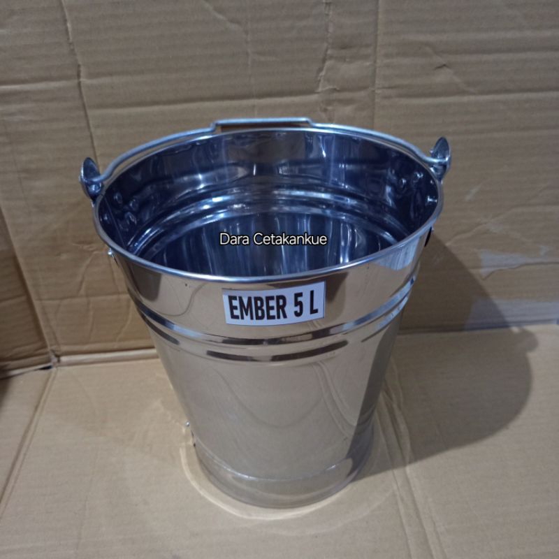 Jual Ember Stainless Steel Tebal Anti karat Serbaguna kapasitas 5 Liter Pot bunga Stainless ...