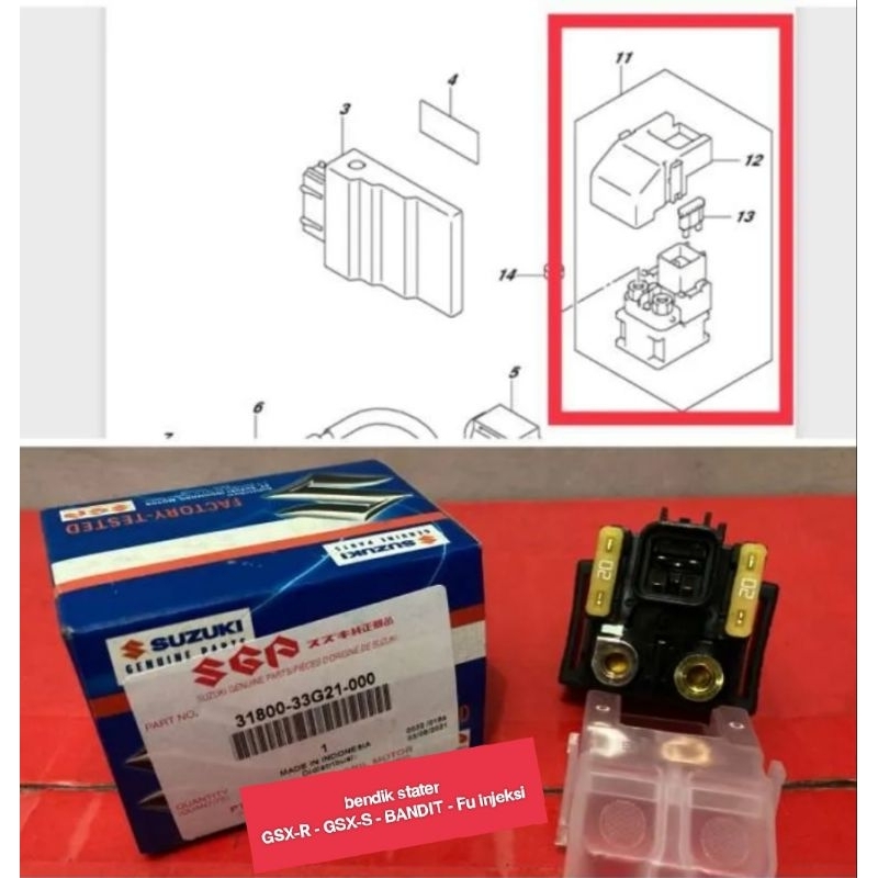 Jual relay assy starting motor bendik stater starter 31800-33G Suzuki ...