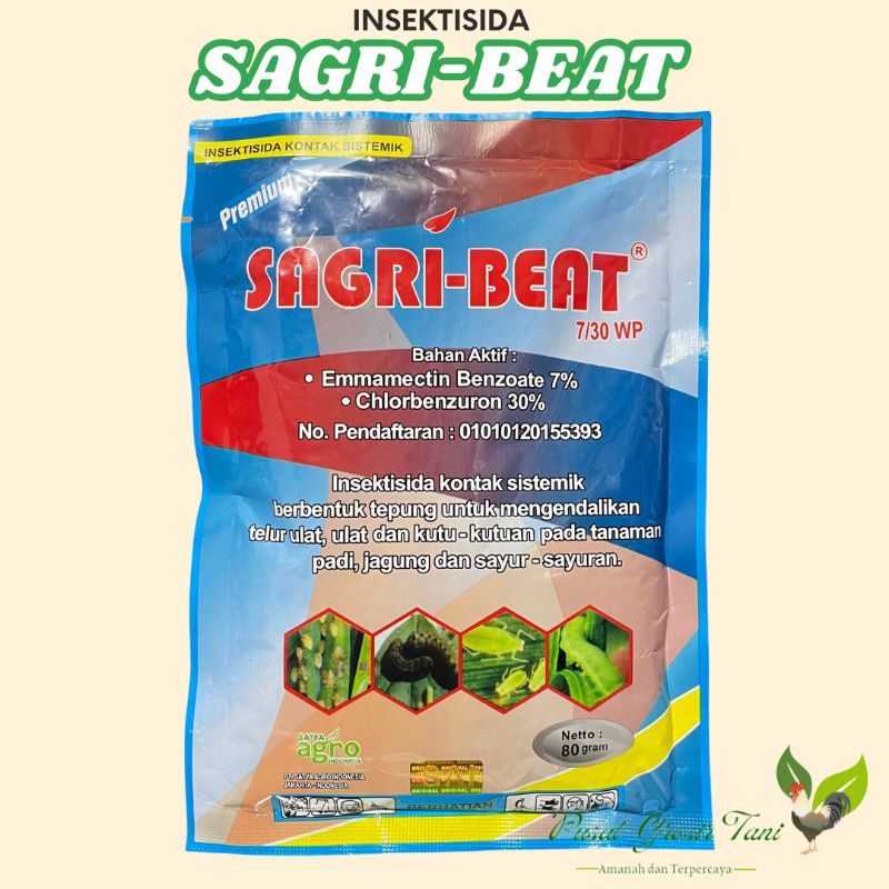 Jual Insektisida SAGRI-BEAT 7/30 wp || kemasan 80 gram || bahan aktif: emamektin benzoat 7% dan ...
