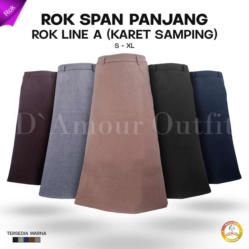 Jual Rok Line A Karet Pinggang Polos Panjang Wanita Formal Korean Style ...