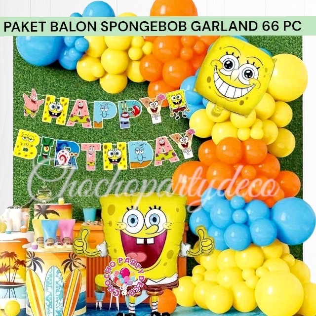 Jual Paket Balon SPONGEBOB GARLAND 66 PC / Dekorasi Ulang Tahun ...