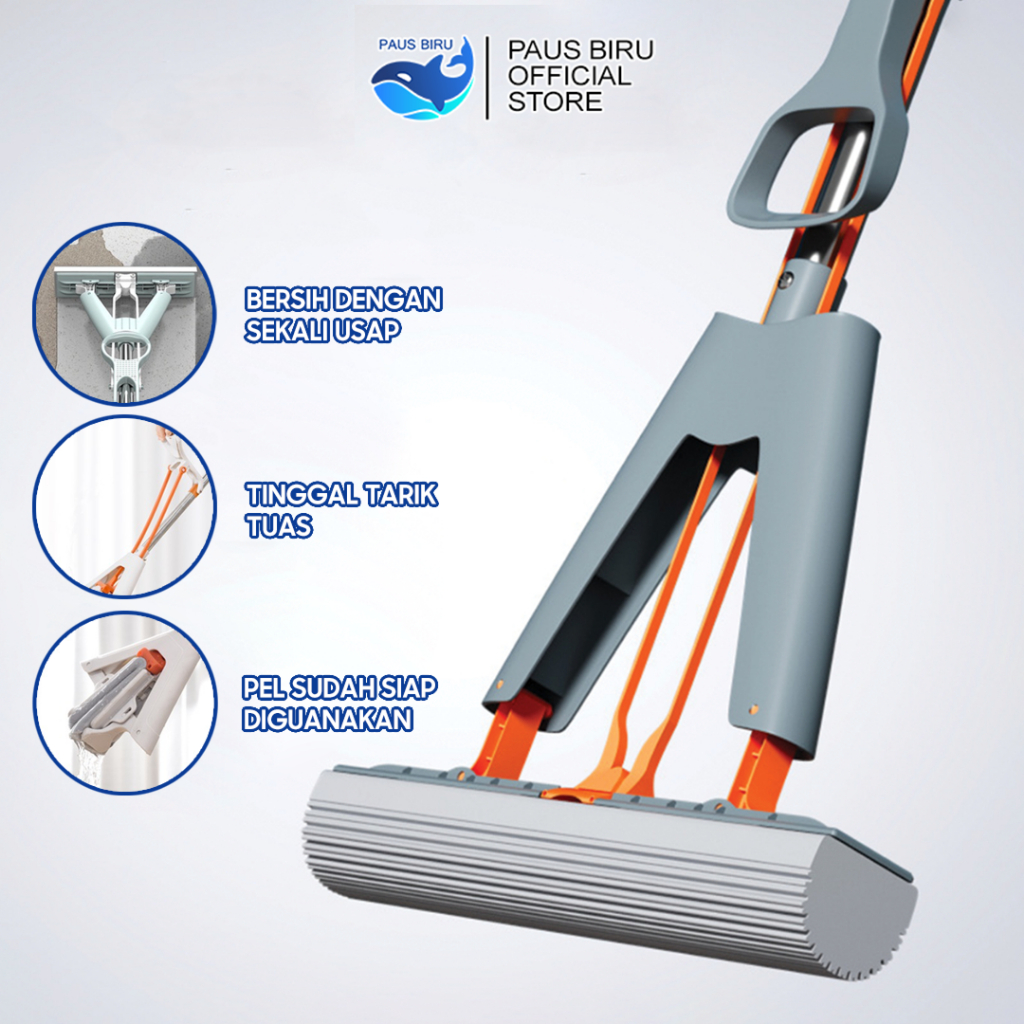 Jual Paus Biru - Alat Pel Spons Dengan Perasan Lipat Otomatis / Pel ...