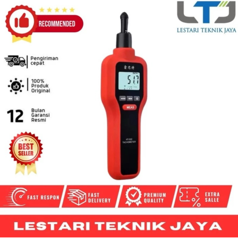 Jual HTI HT-522 Handheld Digital Tachometer Contact and Photoelectric ...