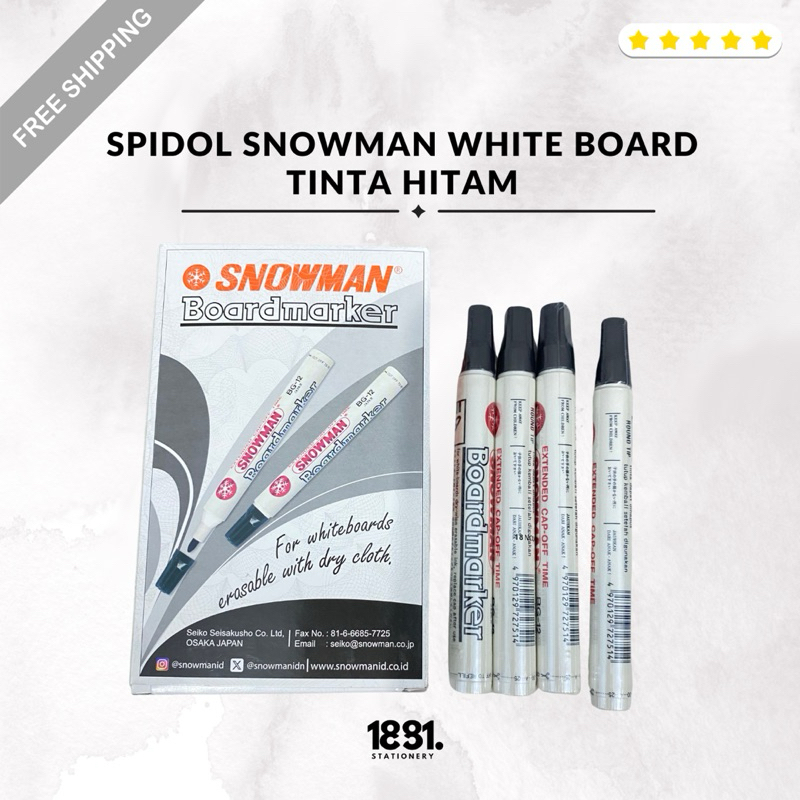 Jual Spidol Snowman Whiteboard Tinta Hitam 1 Pack 12 (pack) | Shopee ...