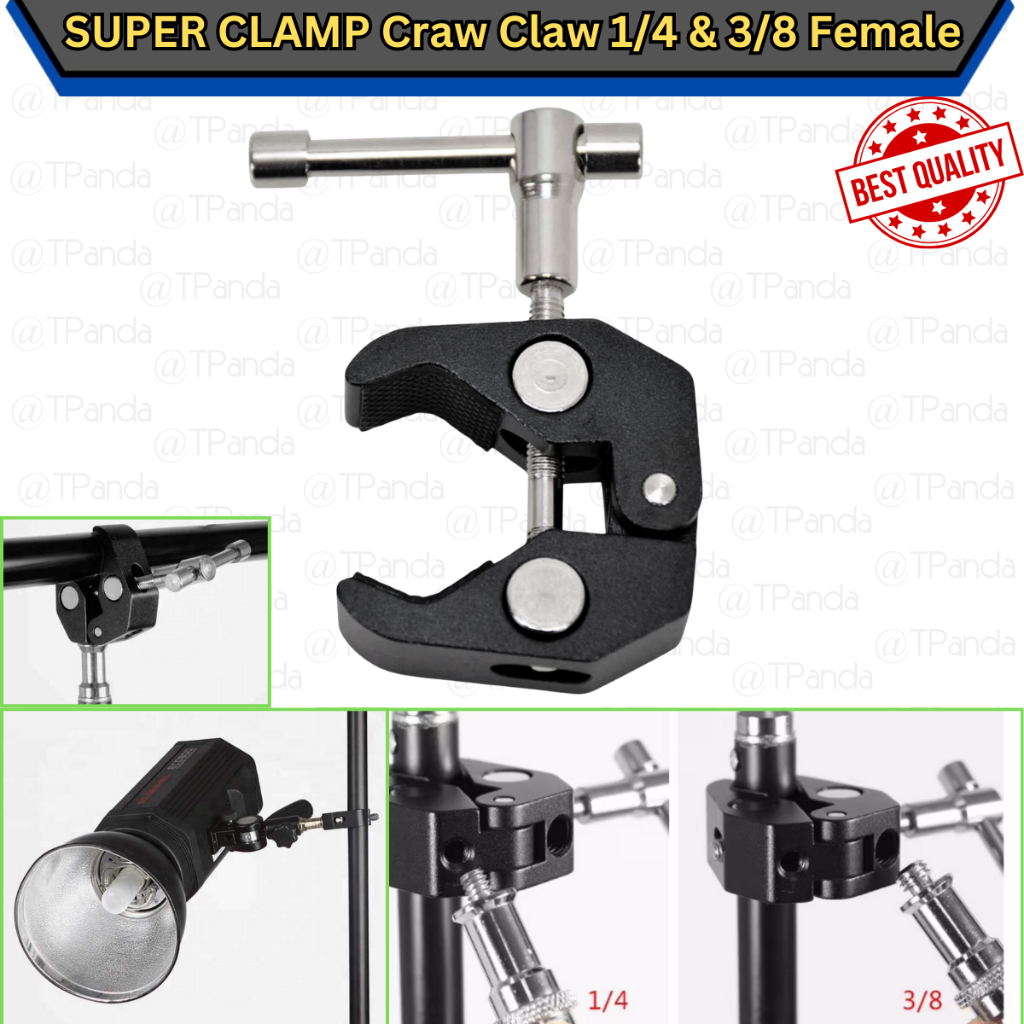 Jual SUPER CLAMP Crab Claw 1/4 3/8 Female Penjepit Magic C Arm Clamp ...