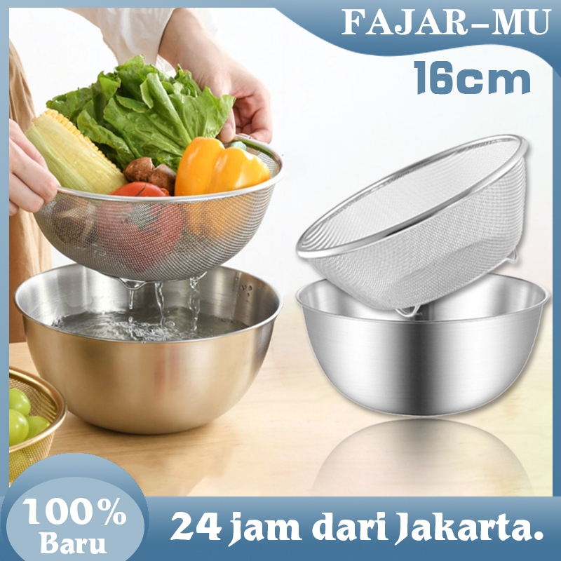 Jual Baskom Saringan Stainless 1 Set Baskom Cuci Sayuran Dan Buah ...