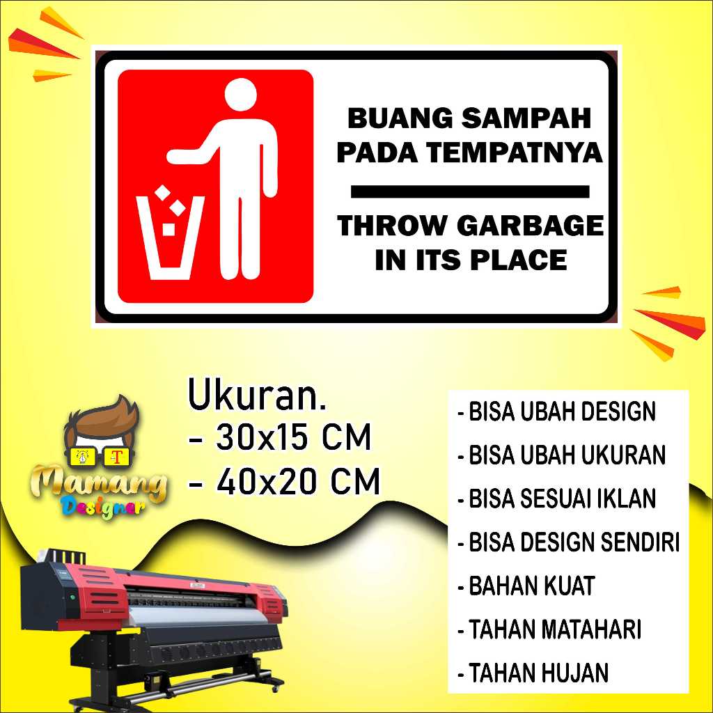 Jual Cetak Sticker Kata Kata Buang Sampah Bahan Cerah Merah | Shopee ...