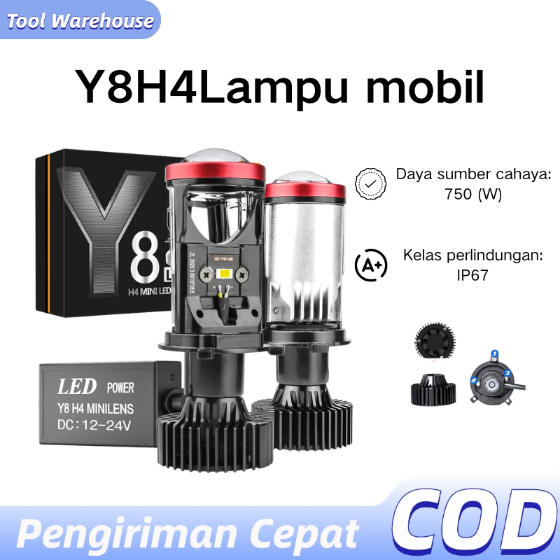 Jual 【COD】2PCS Y8/Y7 H4 LAMPU LED MOBIL MOTOR 150W LED HEALIGHT MINI ...