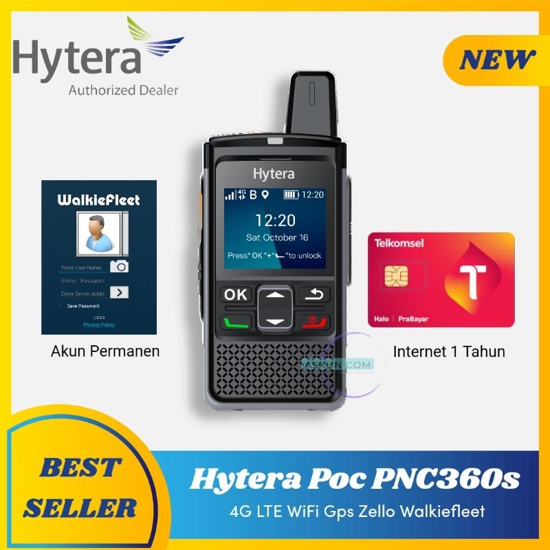 Jual Hytera Poc PNC360s 4G LTE WiFi GPS Zello Walkiefleet + Akun Walkiefleet Permanen + Internet ...