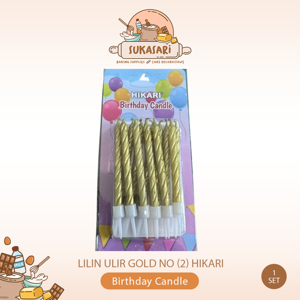 Jual Lilin Ulir Gold no (2) Hikari 12 pc candle happy birthday ulang ...