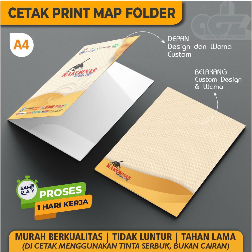 Jual Cetak Map Folder Ukuran A4 Custom Design & Warna Map Perusahaan / Map Sekolah / Map ...