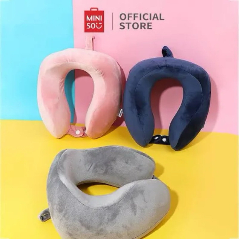 Jual Miniso Memory Foam Ushaped Pillow Pink Gray / Miniso Bantal Leher ...