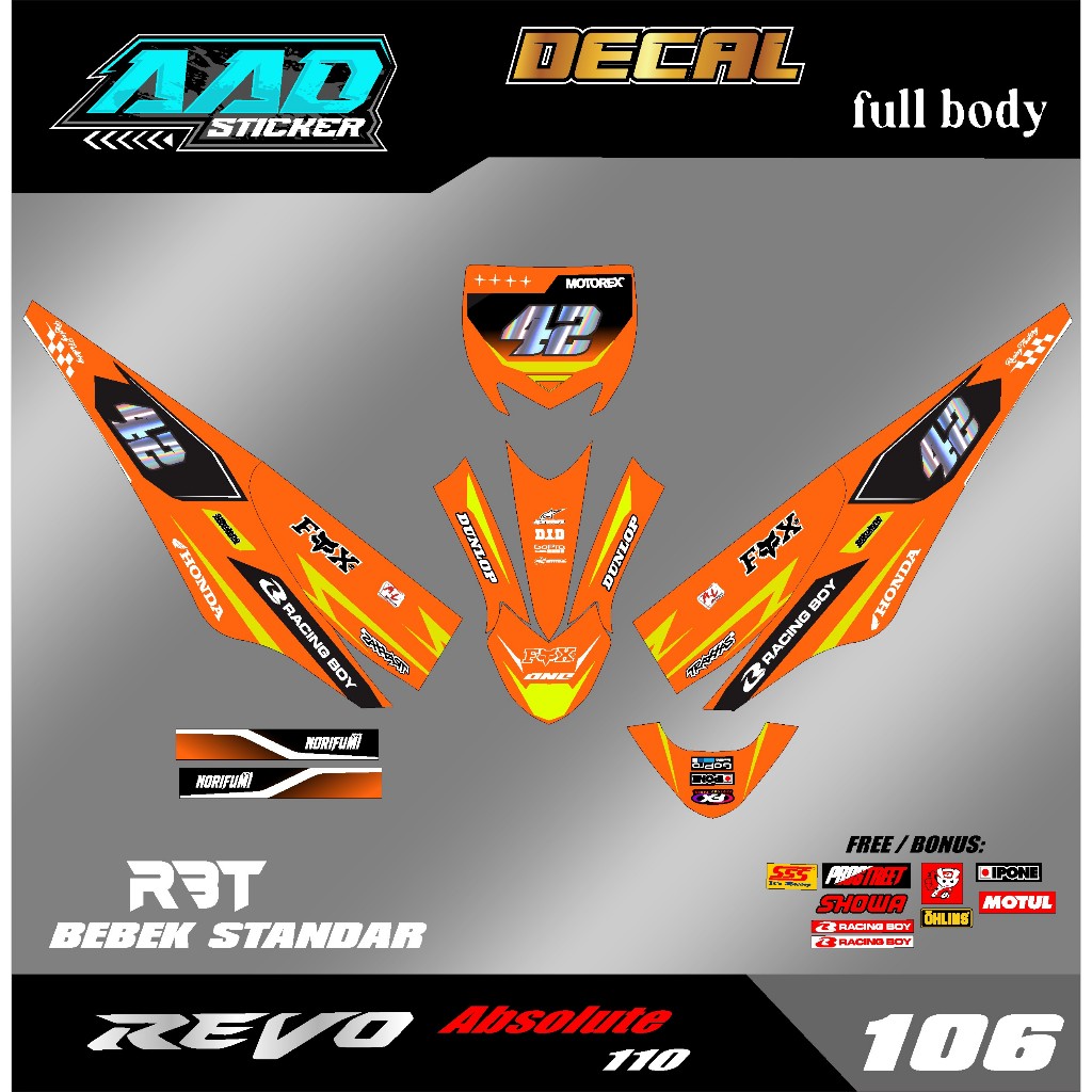 Jual STICKER DECAL MOTOR RBT REVO ABSOLUTE 110 FULL BODY RBT BEBEK ...