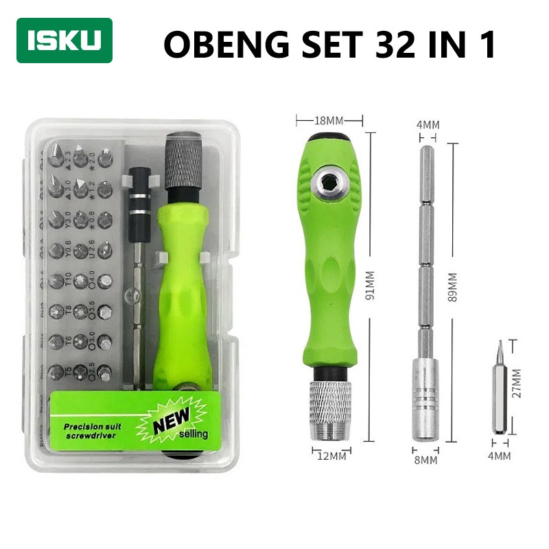 Jual ISKU Obeng Presisi Set 32 in 1 Screwdriver Set HP Magnetik Presisi ...