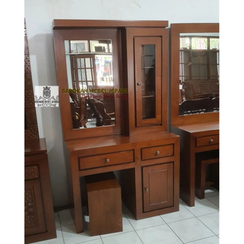 Jual meja rias minimalis kayu jati / wardrobe kayu jati | Shopee Indonesia