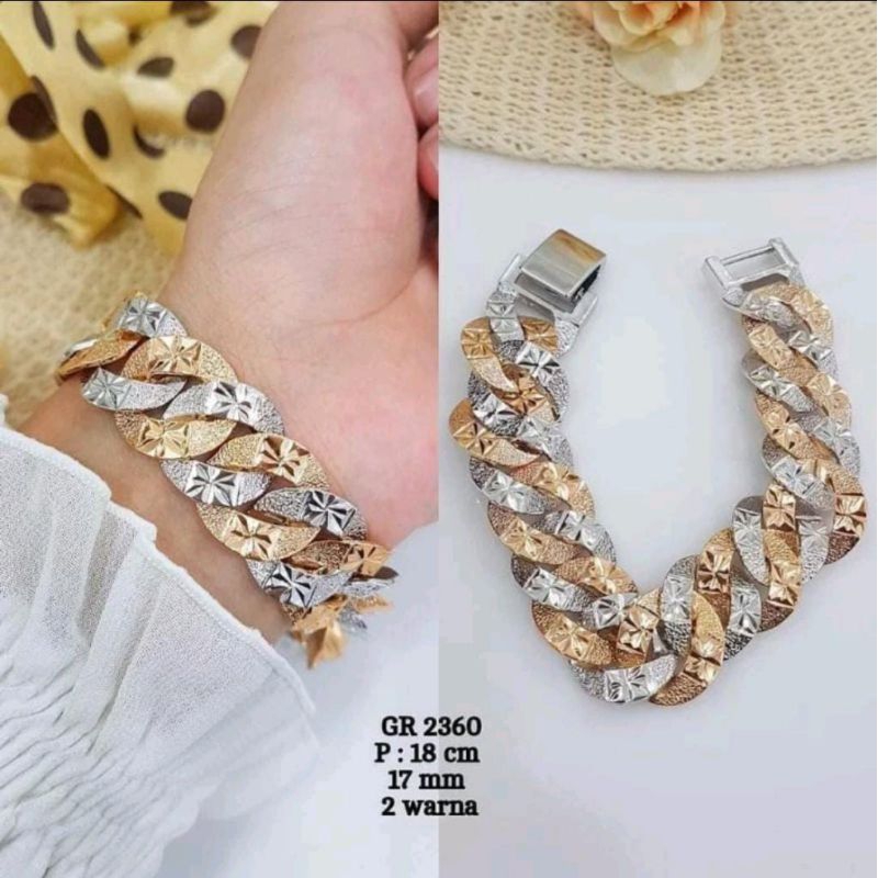 Jual Gelang tangan sisik kombinasi warna gold silver titanium anti ...