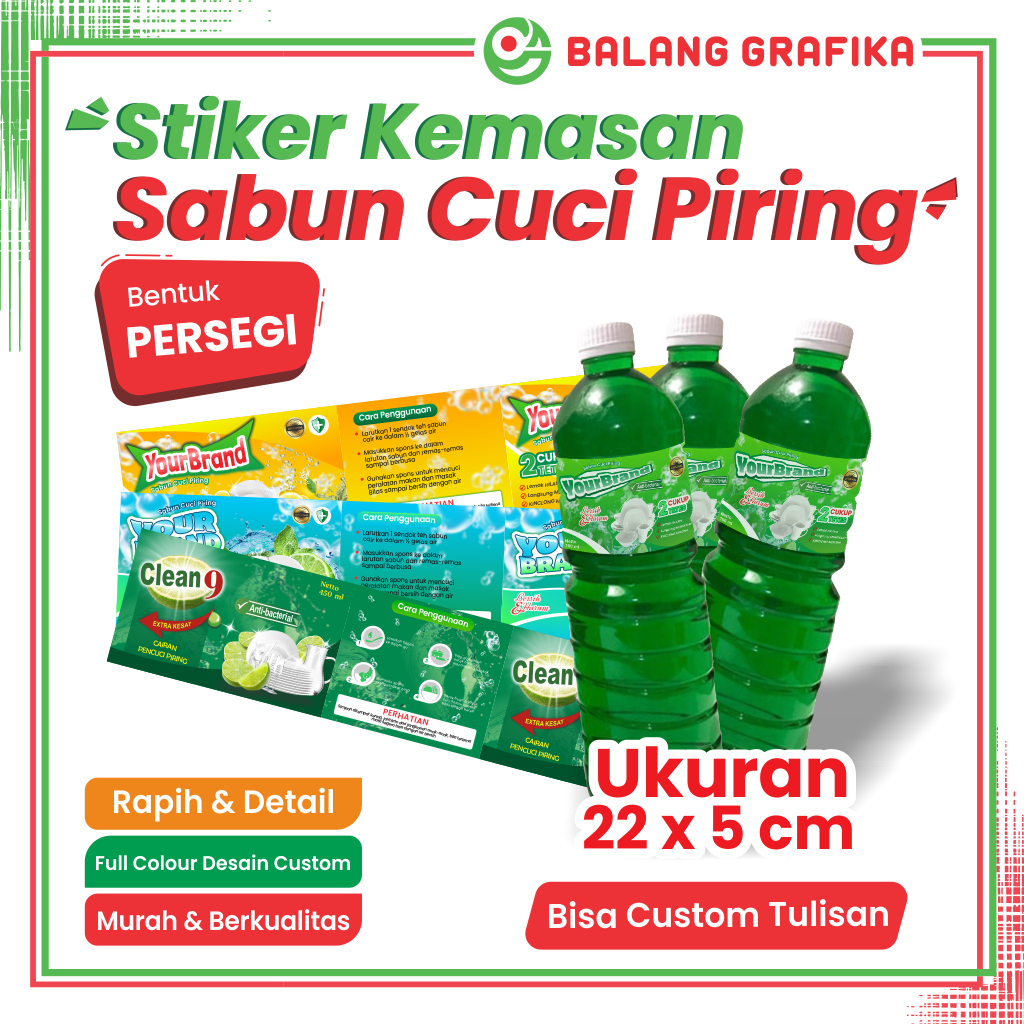 Jual Cetak Stiker Kemasan Sabun Cuci Piring Label Cutom Sabun Model ...