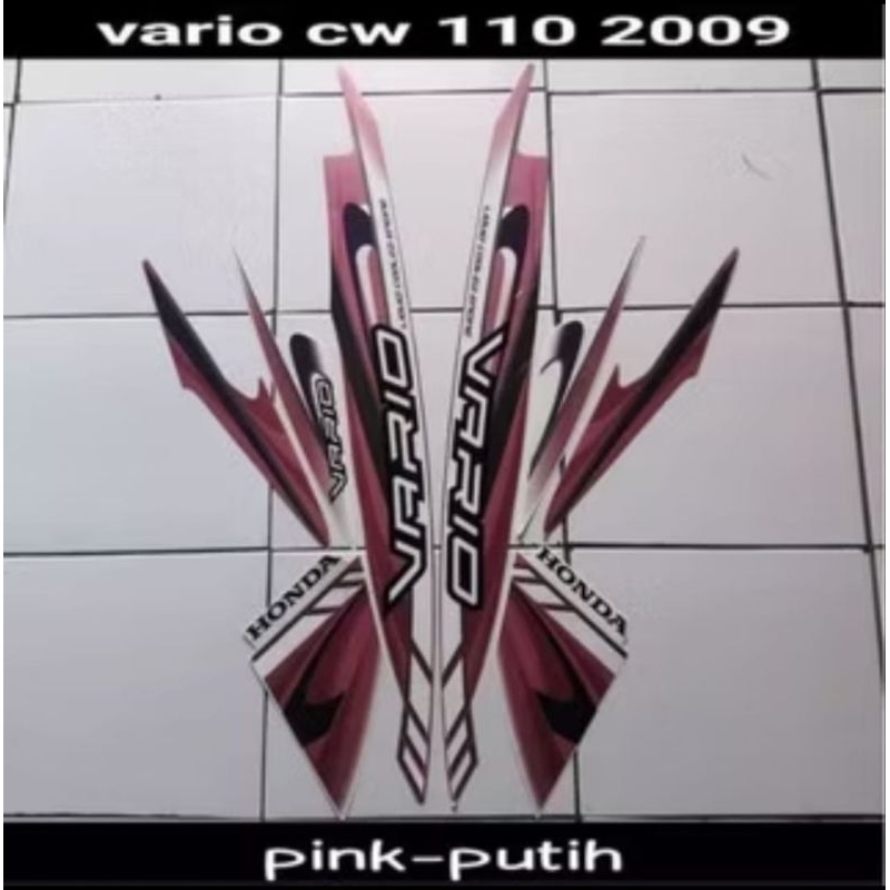 Jual STIKER STRIPING LIS LES POLET PLAT BODY MOTOR HONDA VARIO 110 CW 2009 KARBU PINK PUTIH ...