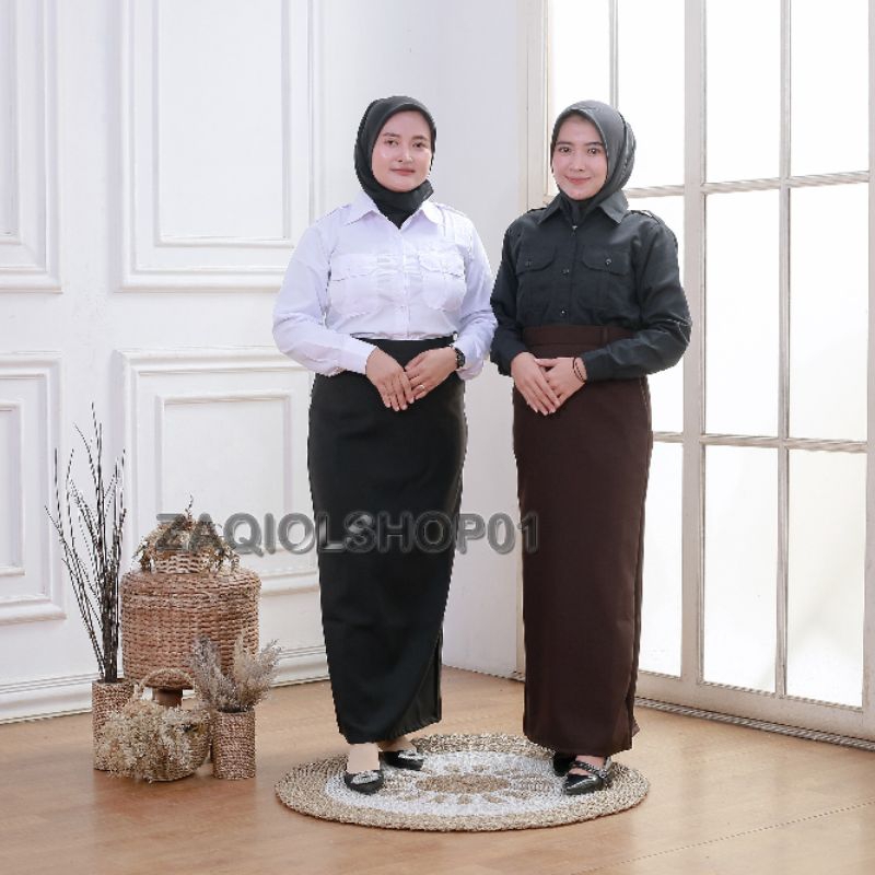 Jual Baju Seragam Kemeja PDH Wanita Saku 2 Drill Panjang Net Tv Slimfit ...