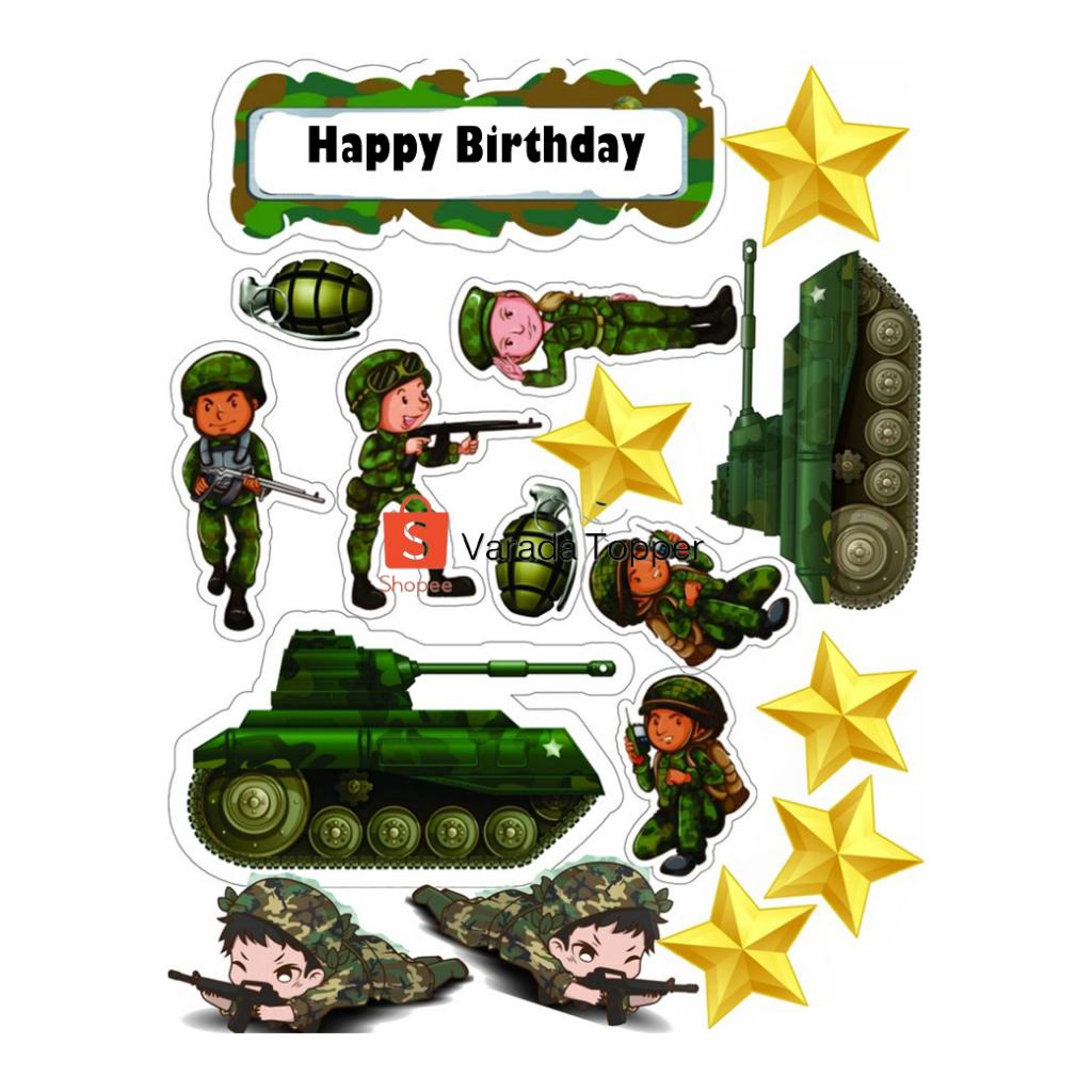 Jual TENTARA ARMY/Topper TENTARA Custom Nama/Hiasan Cake Birthday ...