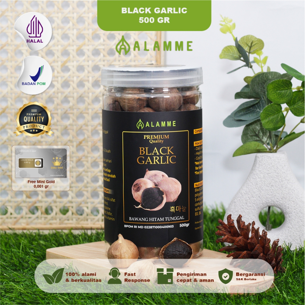 Jual Alamme Black Garlic Bawang Hitam Tunggal Premium 500 Gram | Shopee ...