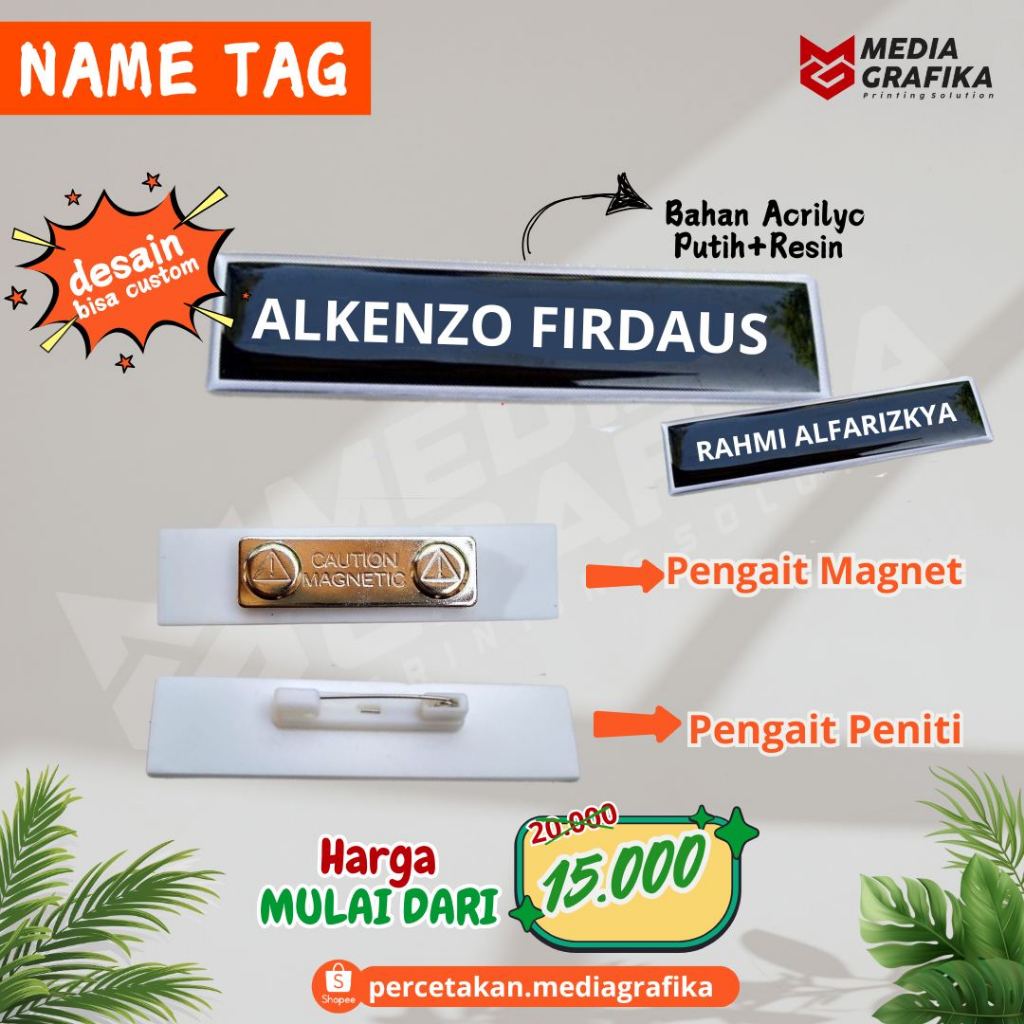 Jual NAME TAG CUSTOM | UKURAN 8cmx2cm | Shopee Indonesia