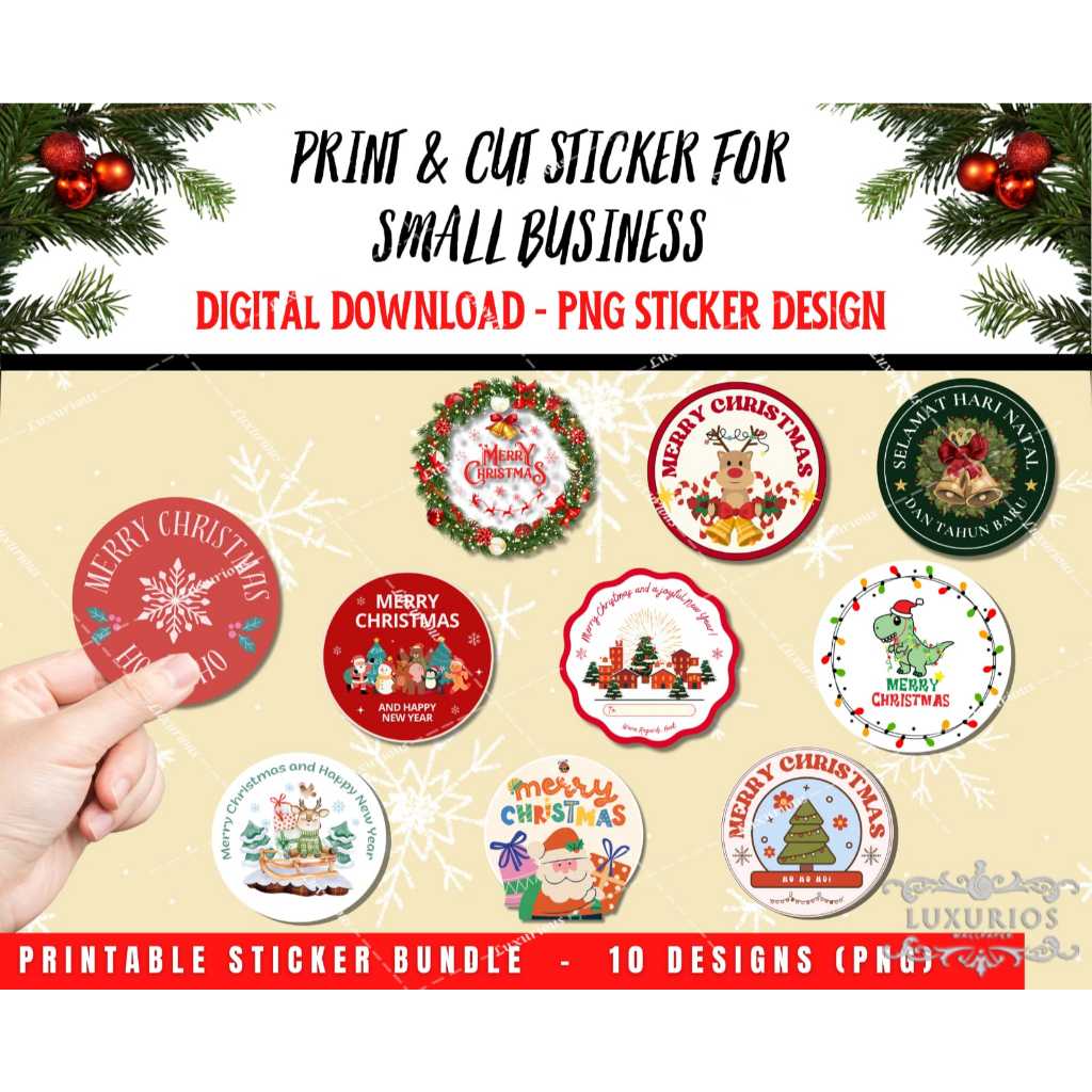 Jual Sticker Natal Stiker Ucapan Christmas Print And Cut Cutting (BISA ...